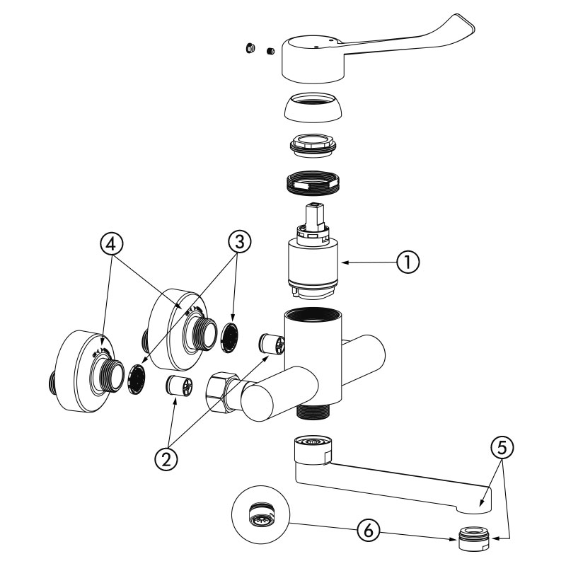 Wall-mounted SECURITHERM EP mixer (ref. 2446LEP) - DELABIE